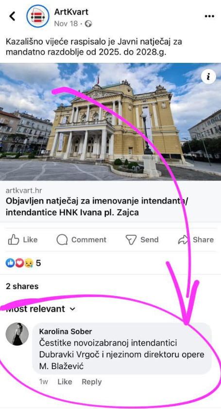 Namješten natječaj za intendanta HNK Zajc? Karolina Šober: "Gospođi Vrgoč sam čestitala na ...